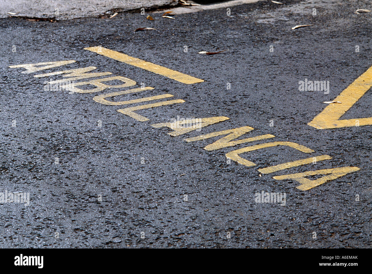 Ambulance Road Marking Stock Photo - Alamy