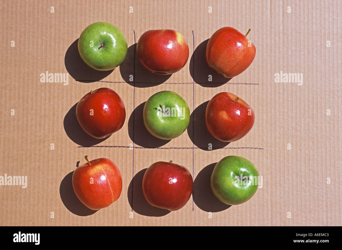 "Apples in "Tic Tac Toe", "naughts and crosses" formation Stock Photo ...
