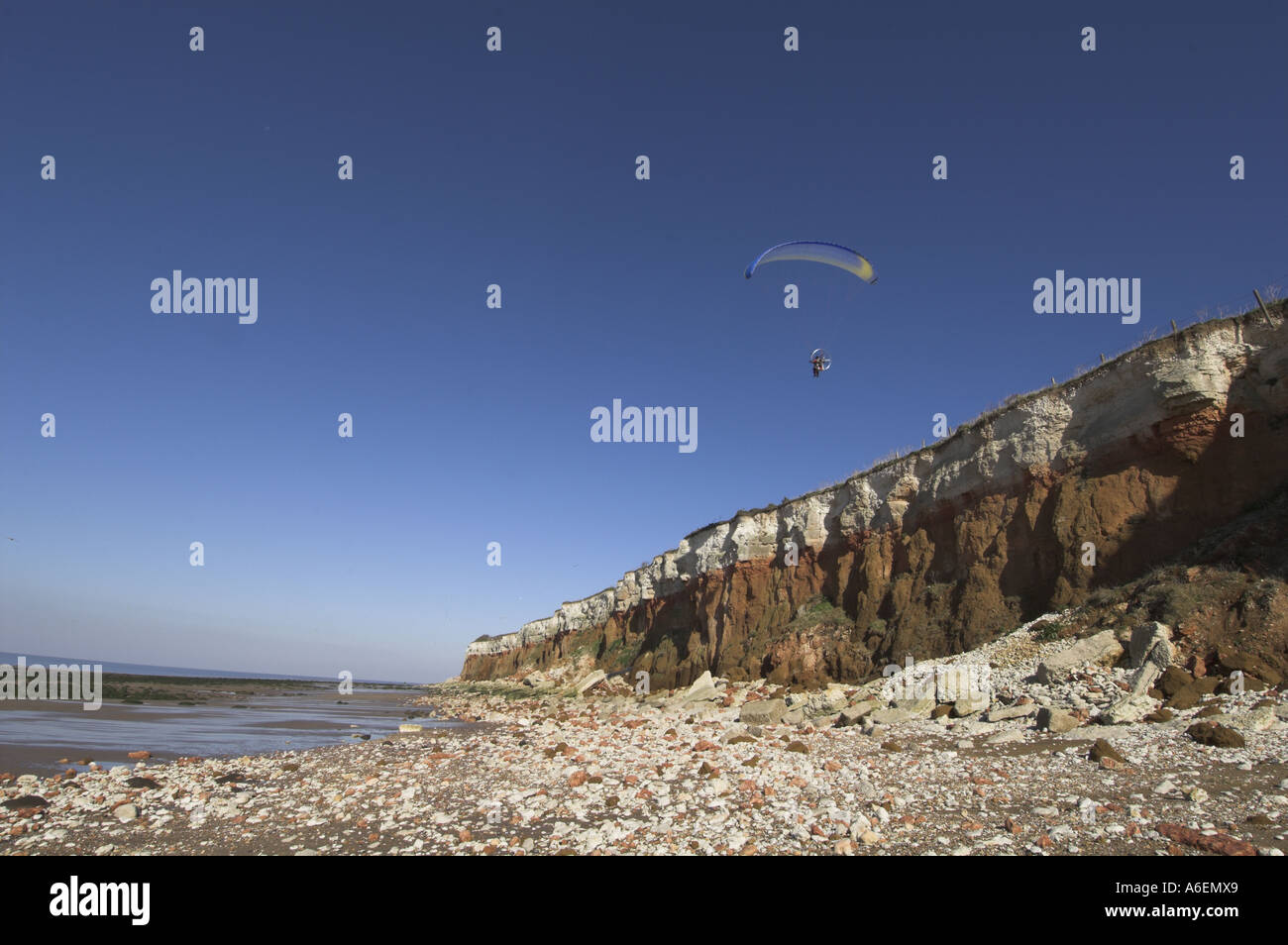Para Glider flying over Hunstanton Cliffs in Norfolk UK March Stock ...