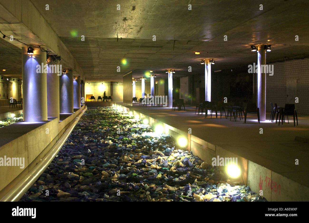 Exhibition of plastic garbage in an empty carcass of an underground ...