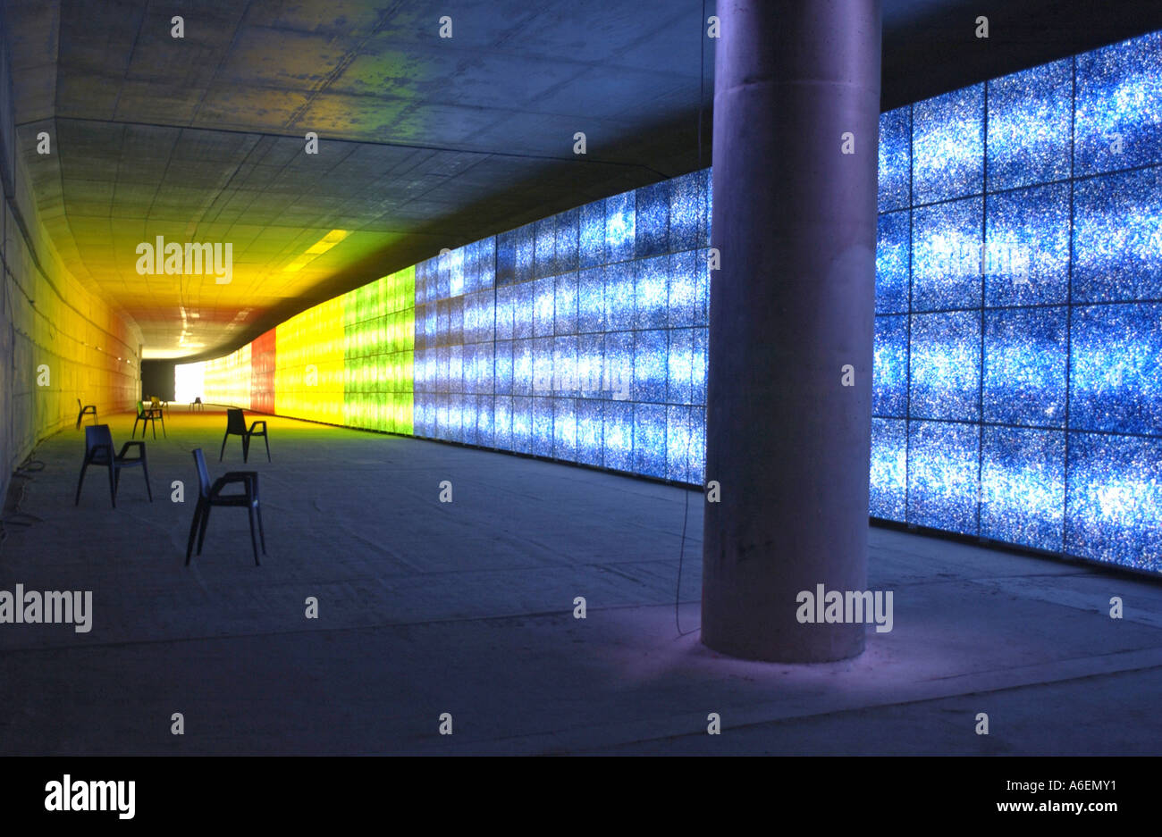 Exhibition of plastic garbage in an empty carcass of an underground ...