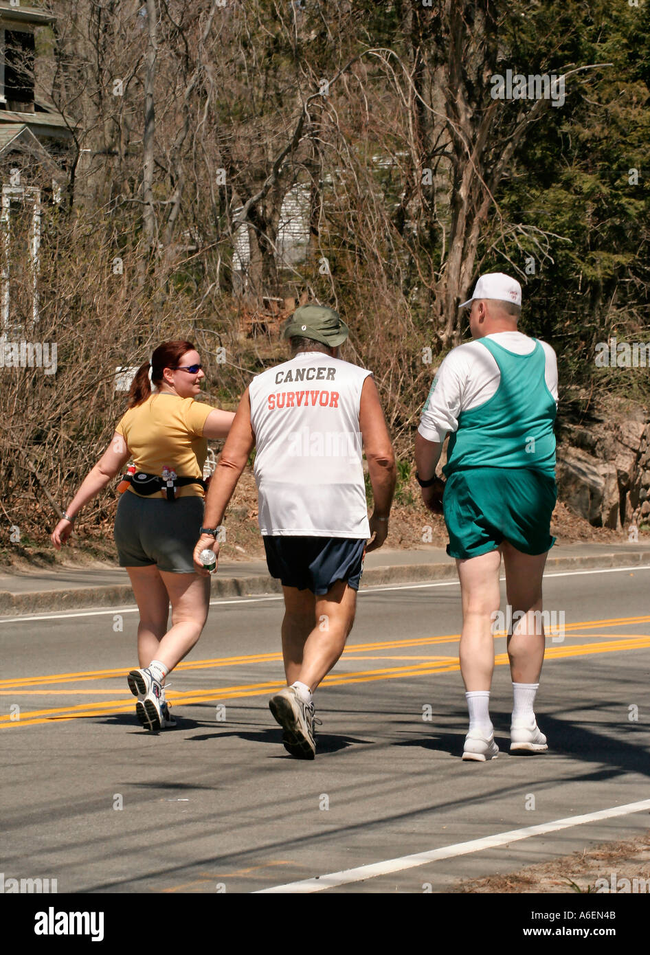 Boston Marathon 05 cancer survivor racer Stock Photo - Alamy