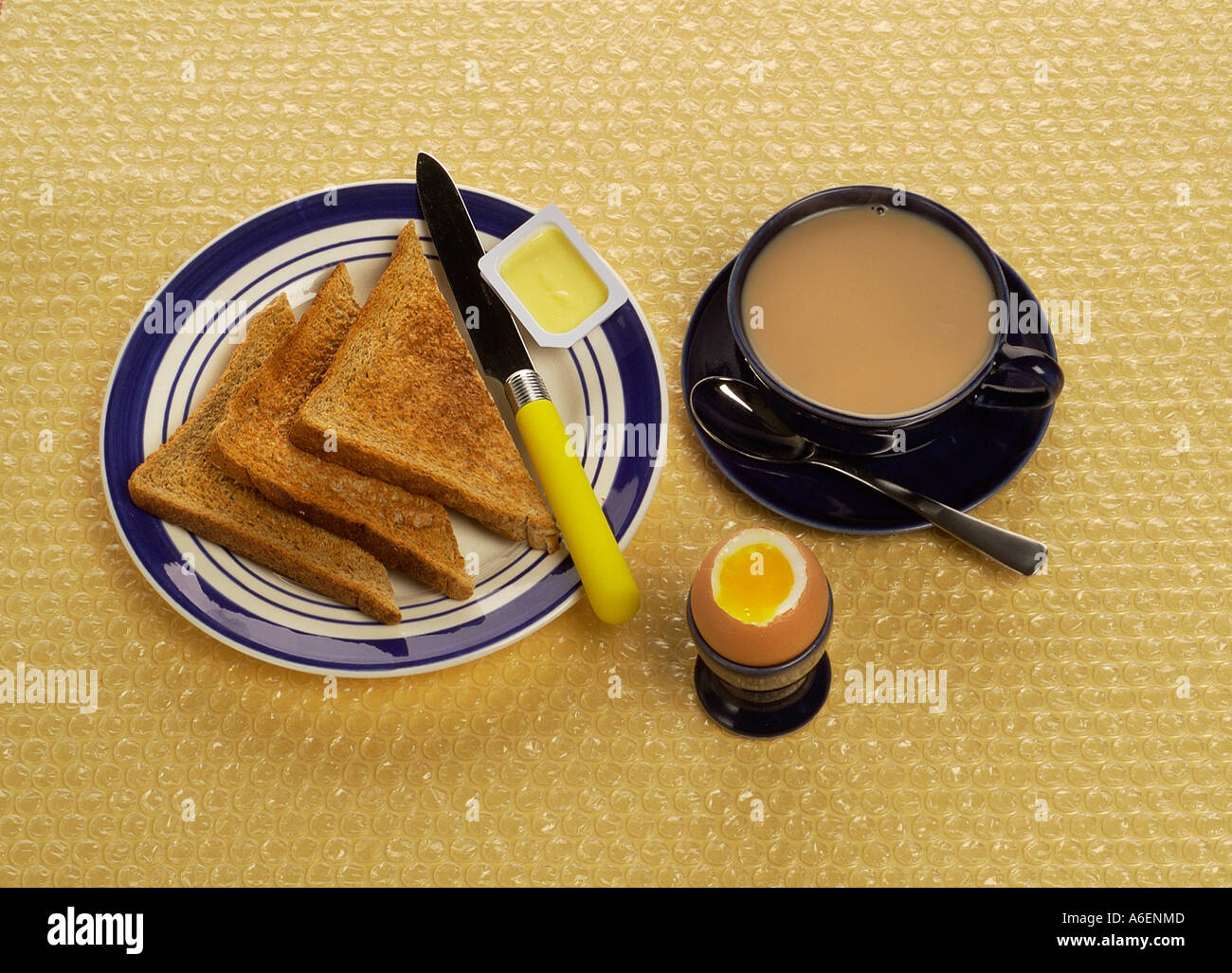 Light breakfast of boiled egg toast tea Stock Photo - Alamy
