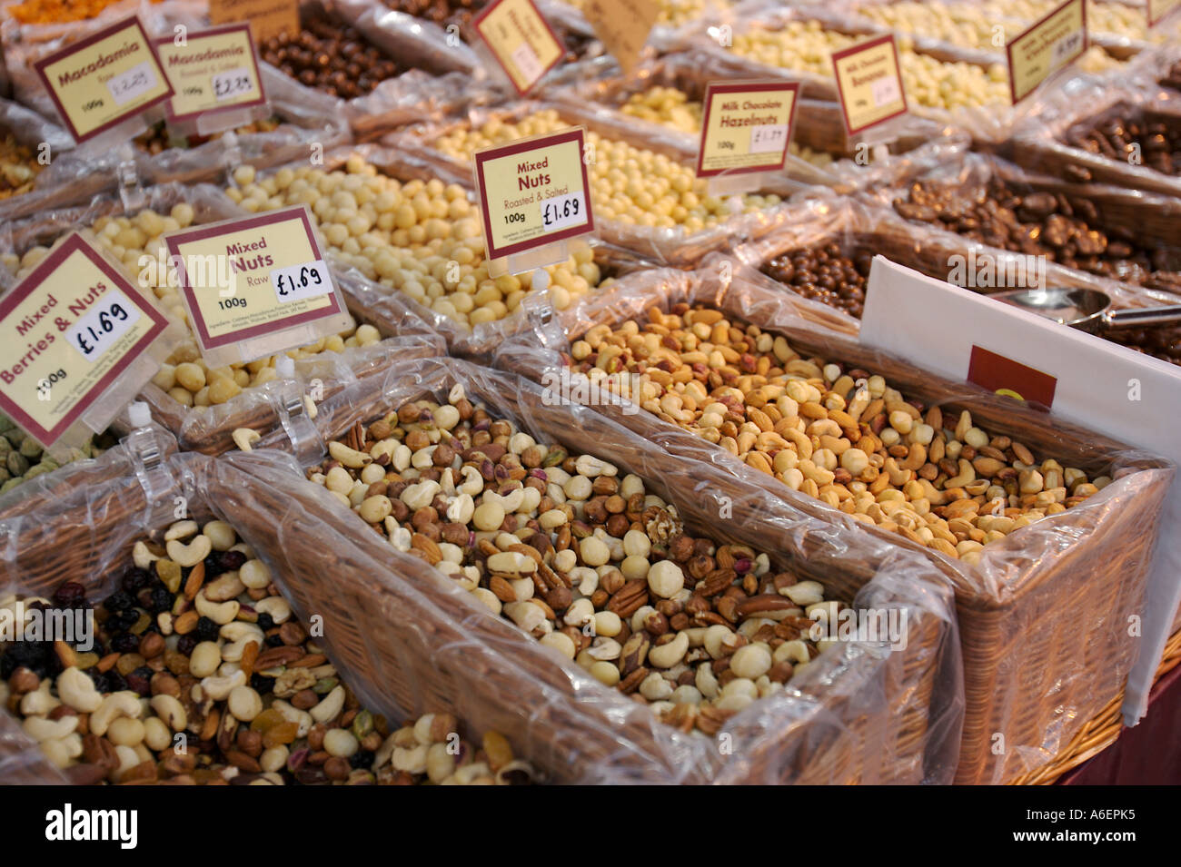 Nuts at market stand Stock Photo - Alamy