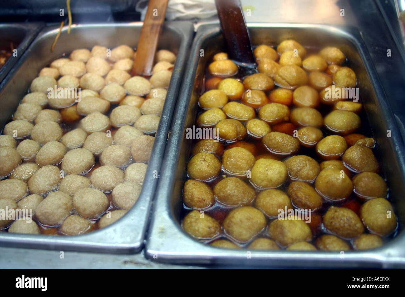 Fish balls - spicy and non-spicy, Hong Kong street snacks Stock Photo ...