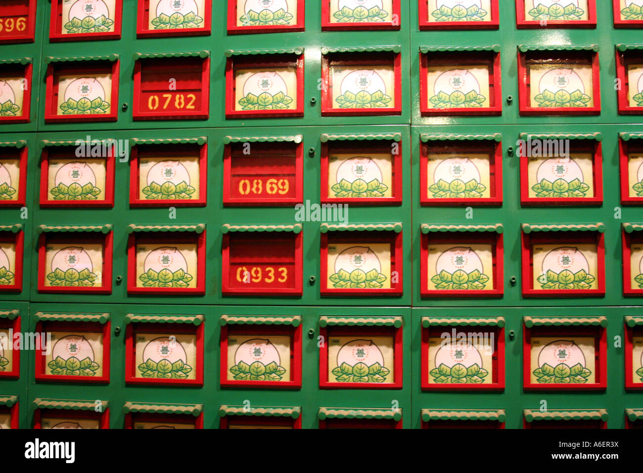 Prayer boxes in Chinese temple Stock Photo - Alamy