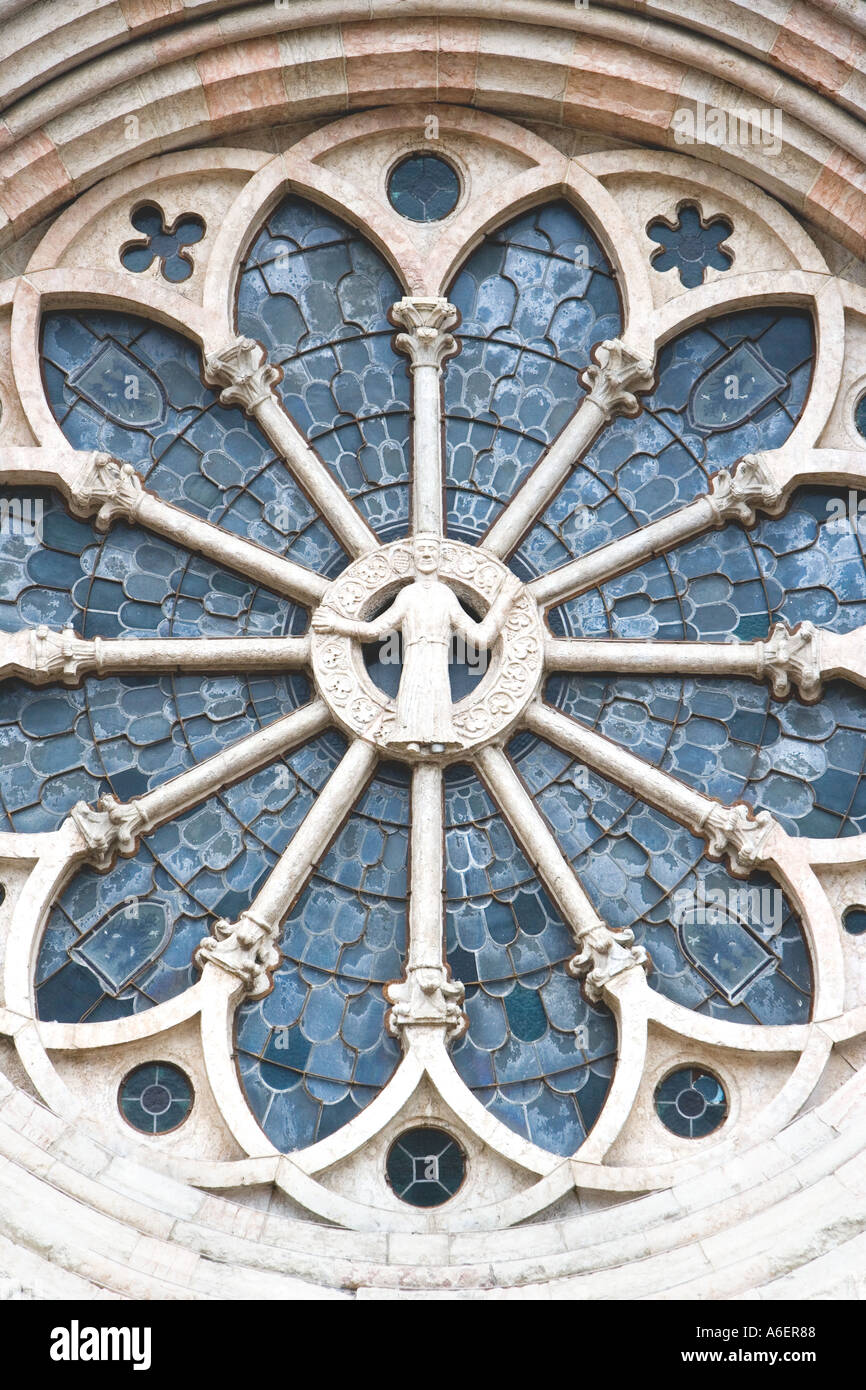 Round window in Trento Duomo Trento Alto Adige Italy Stock Photo - Alamy