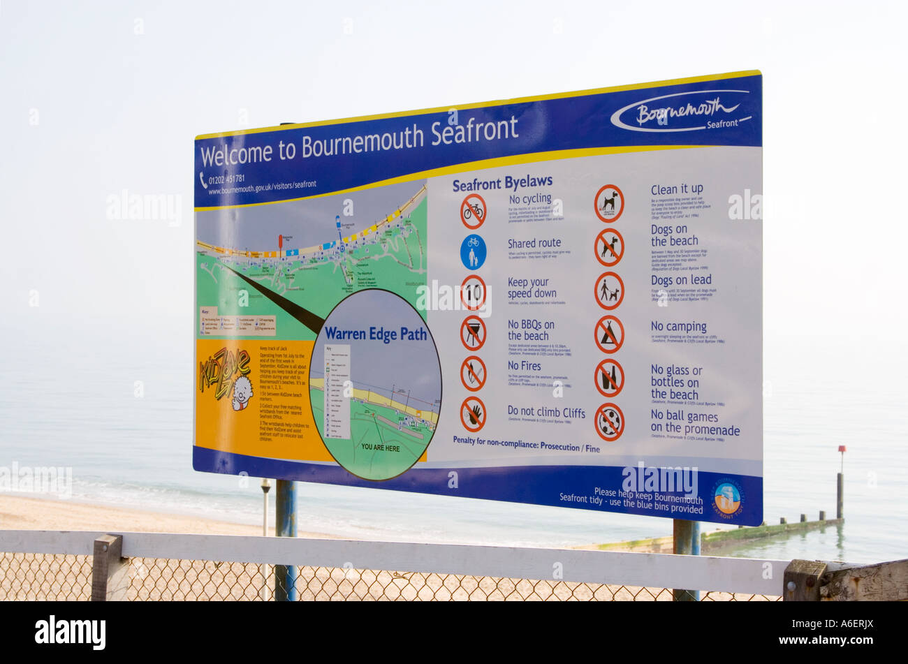 Welcome to Bournemouth Seafront. Sign. Information, safety notice ...