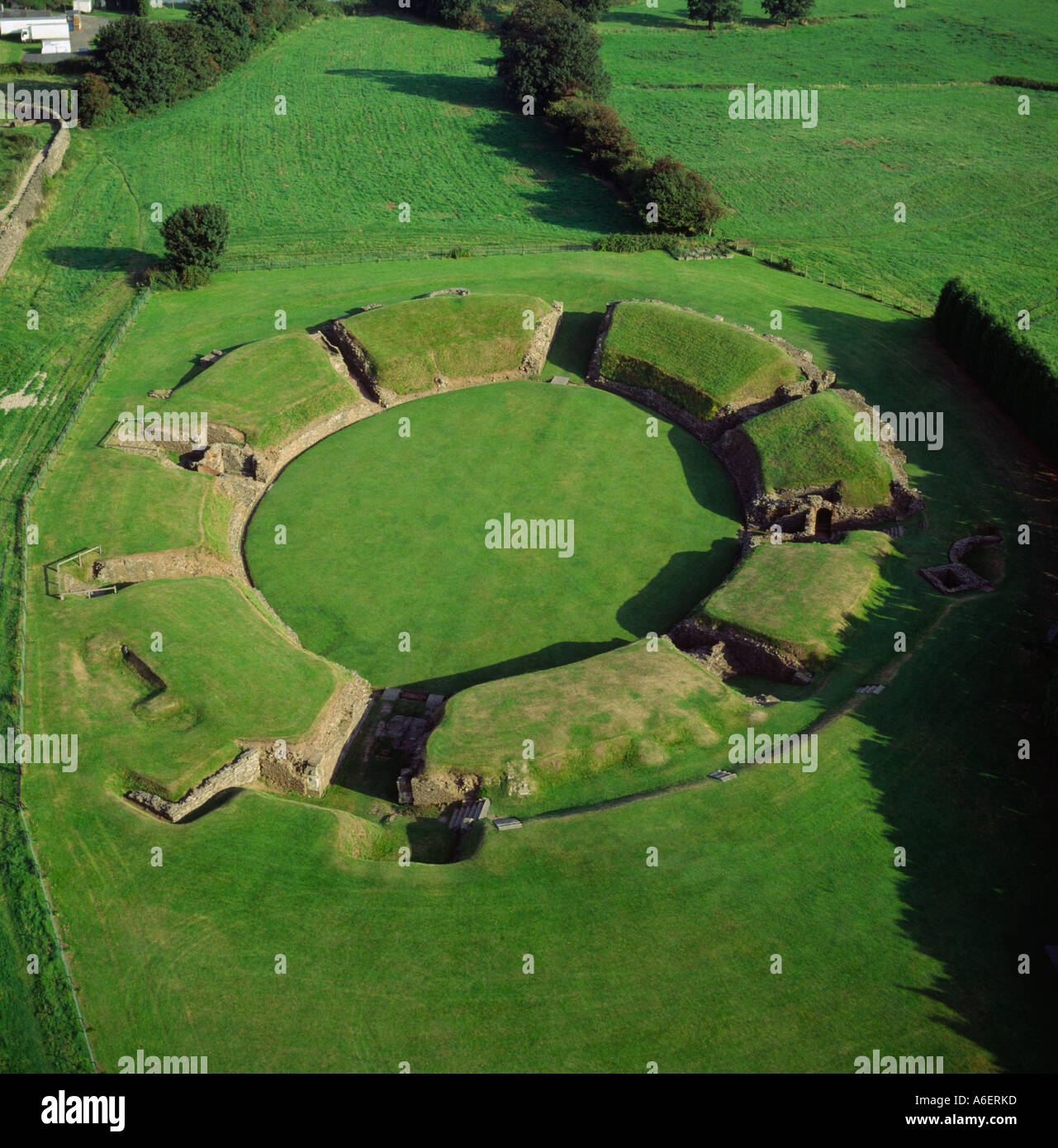 Aerial view of Roman amphitheatre Caerleon Gwent Wales Stock Photo - Alamy