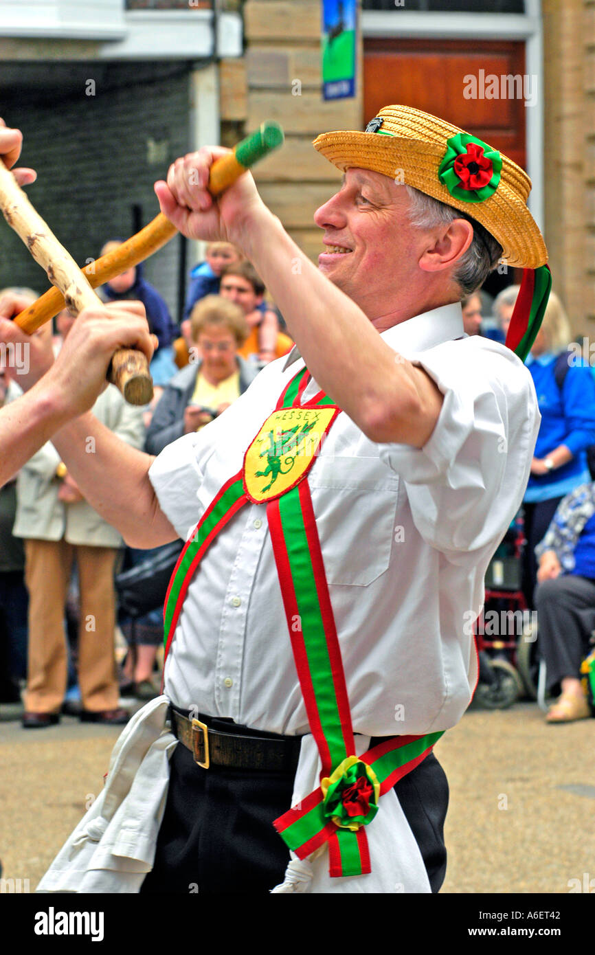Traditional Morris men Dancers perform a traditional Pagan routine ...