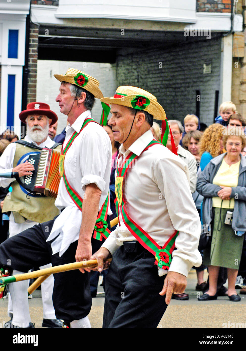 Traditional Morris men Dancers perform a traditional Pagan routine ...
