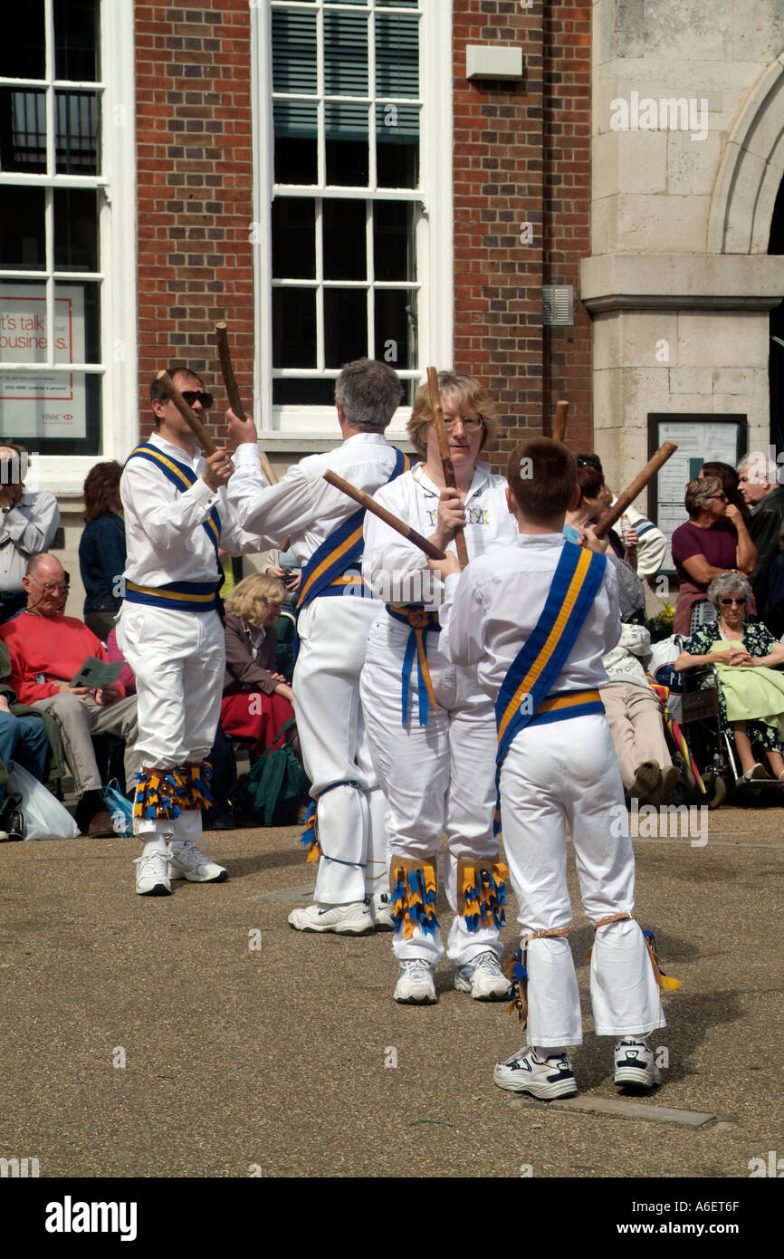 Traditional Morris men Dancers perform a traditional Pagan routine ...