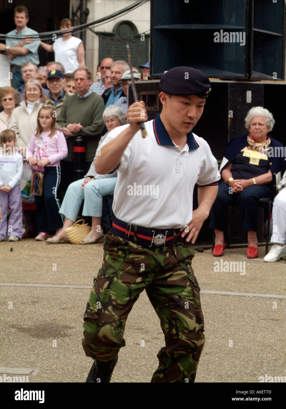 Soldiers from the Gurkha Regiment perform a ritual Nepalese dance at a ...