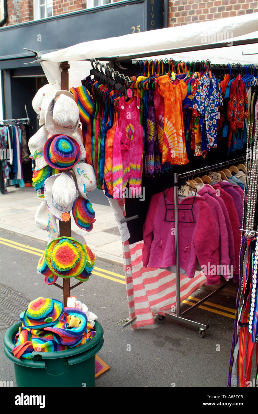 Street Market stall selling homemade clothing Stock Photo - Alamy