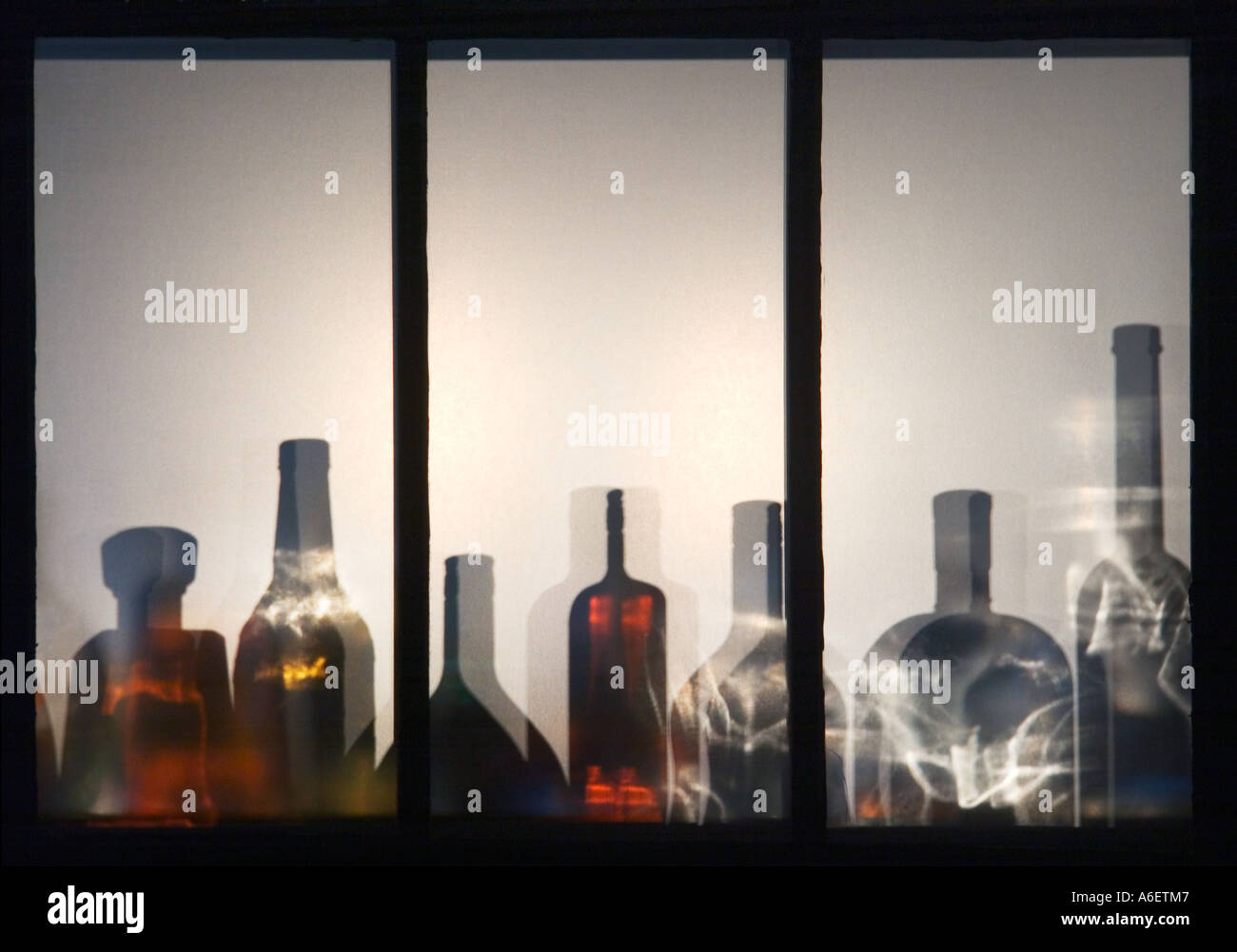 Liquor bottles cast coloured shadows in a restaurant bar Stock Photo ...
