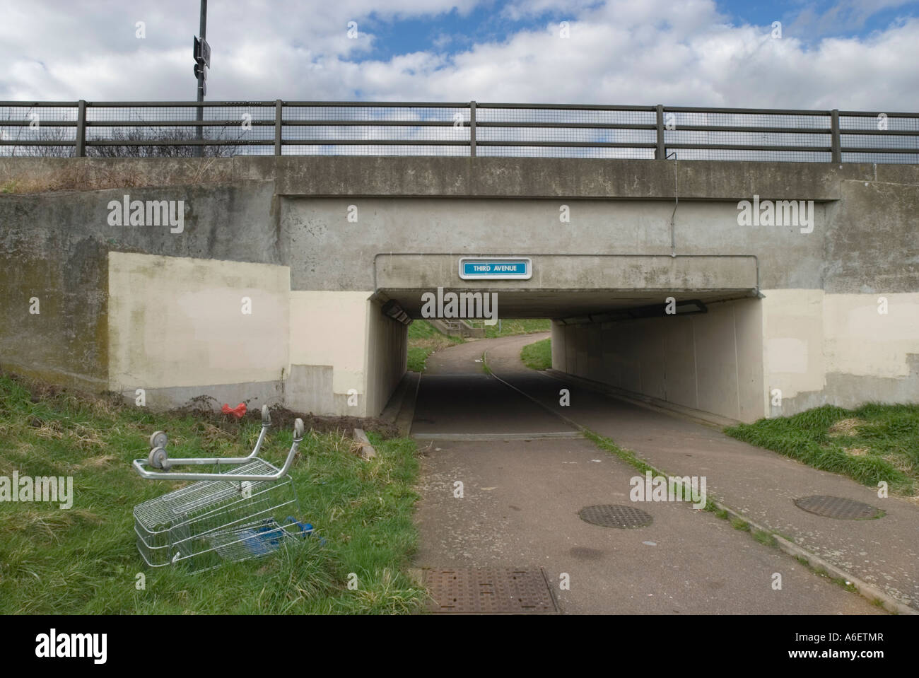 Abandoned shopping trolley near an underpass, UK Stock Photo - Alamy