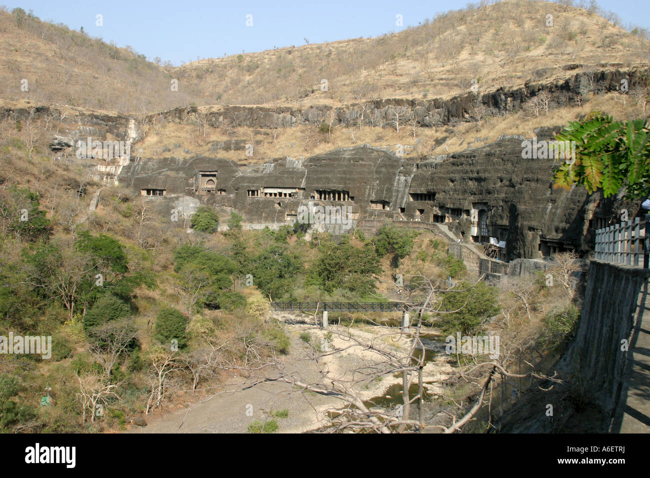 View of the archaeological excavation of the World famous Ajanta Caves ...