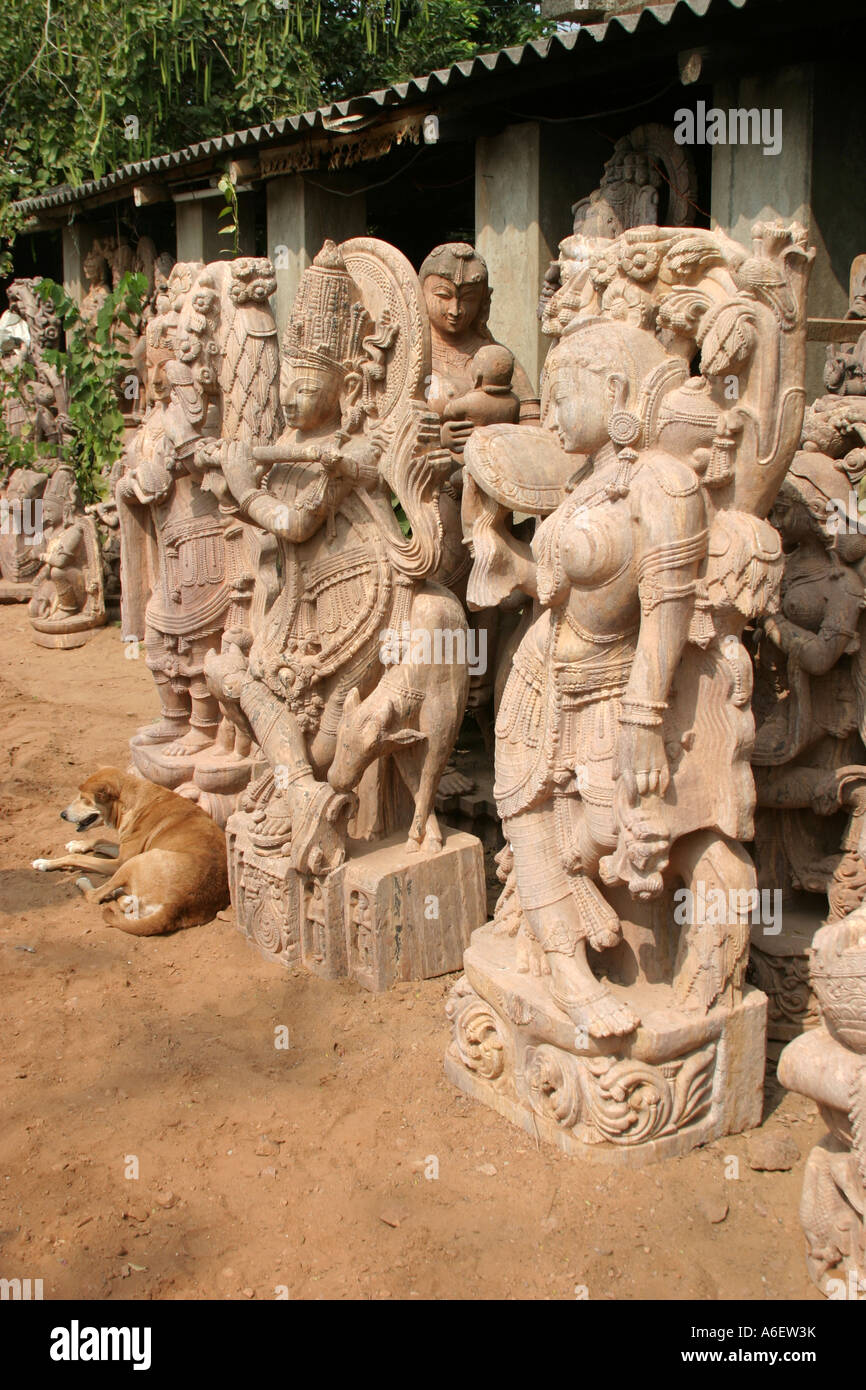 Examples of modern stone hindu sculptures Stock Photo - Alamy