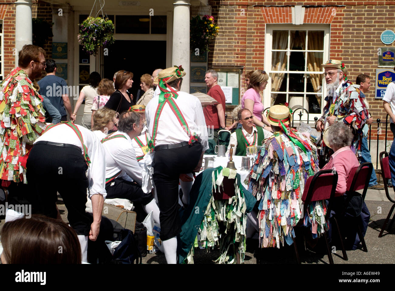 Traditional Morris men Dancers perform a traditional Pagan routine ...