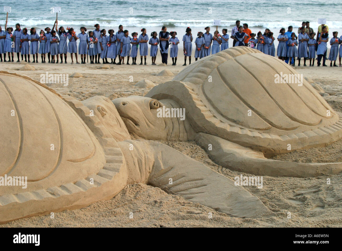 Giant Sand sculptures highlight the Save the Olive Ridley sea Turtles ...