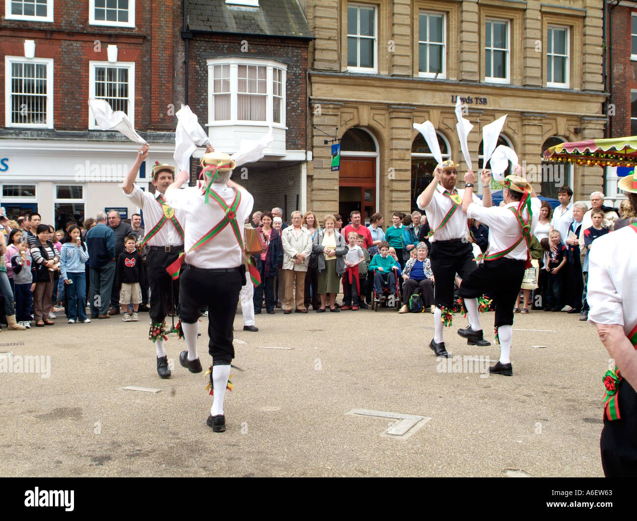 Traditional Morris men Dancers perform a traditional Pagan routine ...
