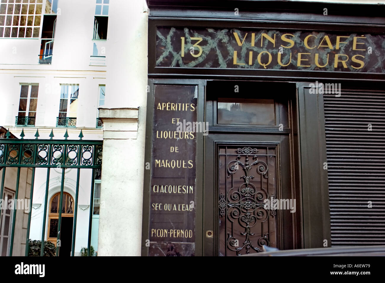Paris France, Old French Storefront with LIQUOR store vintage signs ...