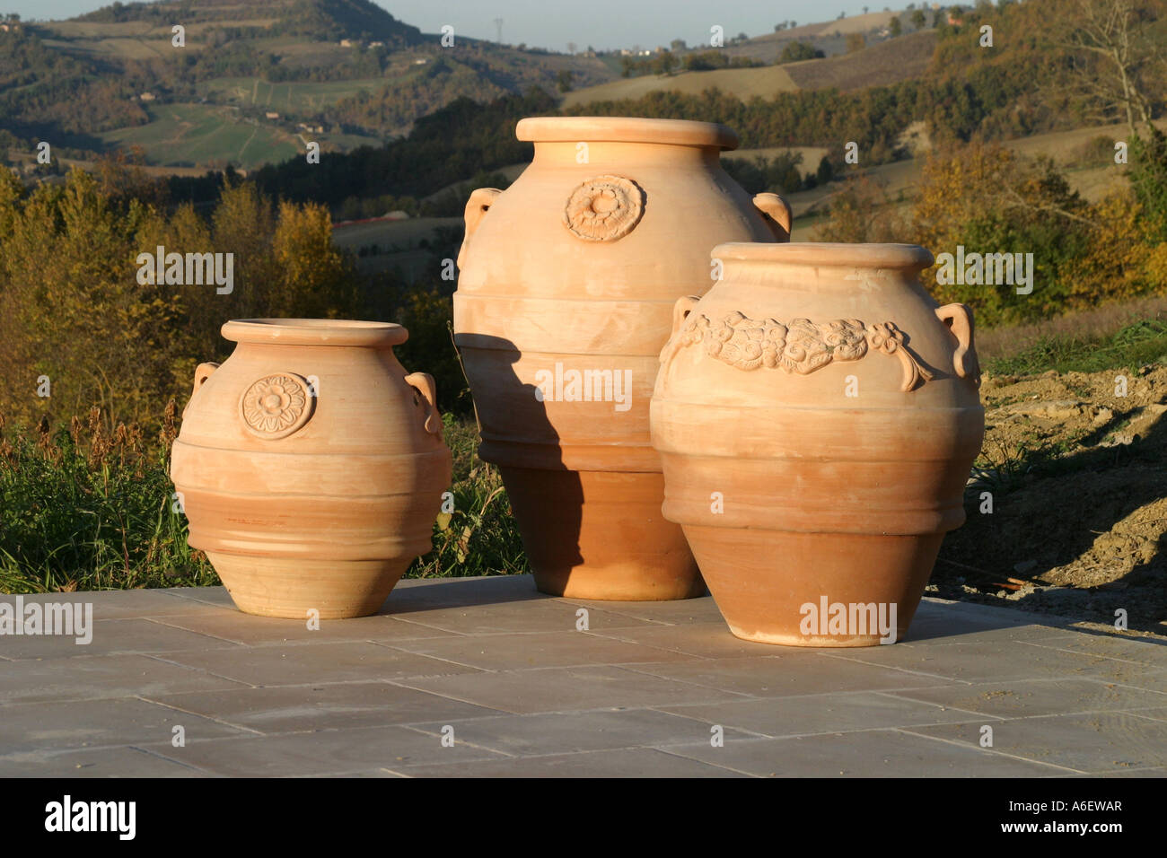 Ornamental 'ALi BABA" terracotta garden pots Stock Photo - Alamy
