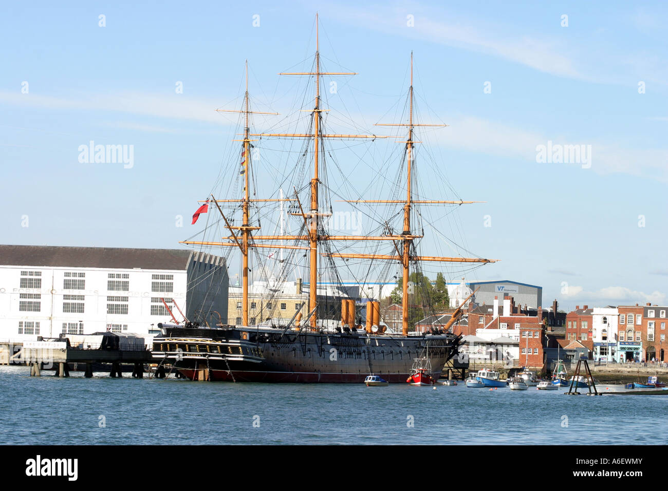 HMS Warrior in dock, Portsmouth, Hampshire England; Historic Royal Navy ...
