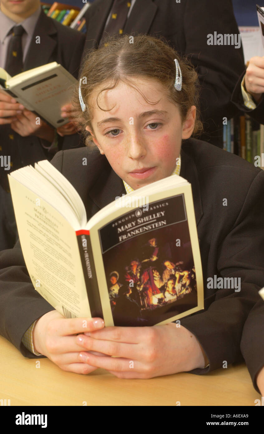 School pupils reading FRANKENSTEIN by Mary Shelley UK Stock Photo - Alamy