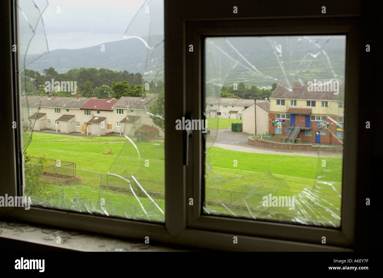 urban decay uk View thru smashed window of empty derelict house on the ...