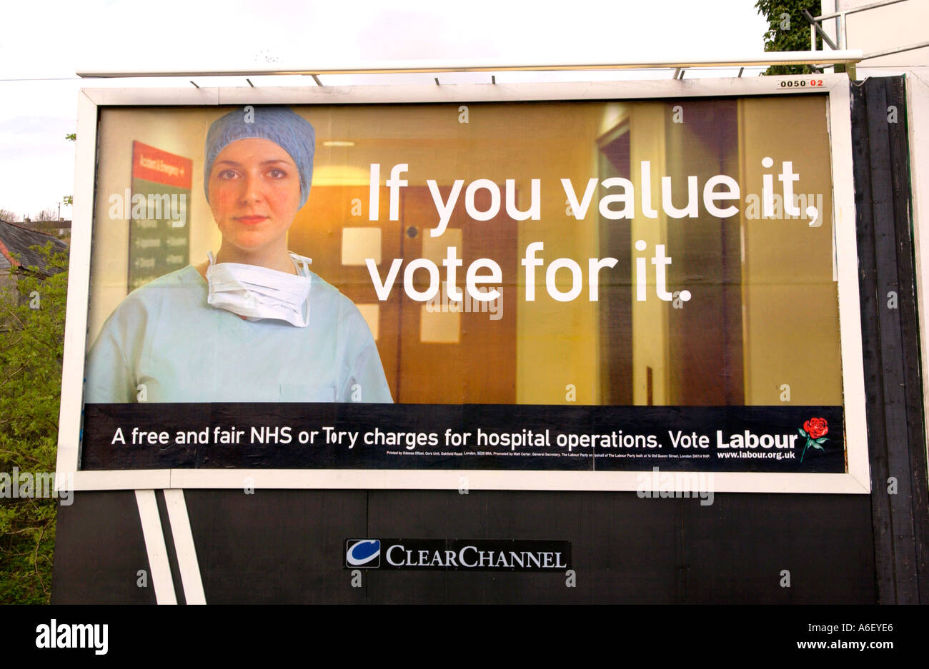 Labour Party election poster depicting hospital nurse on ClearChannel ...