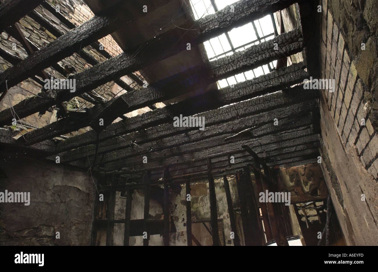 urban decay uk Terrace of burnt out derelict houses at Llanhilleth ...