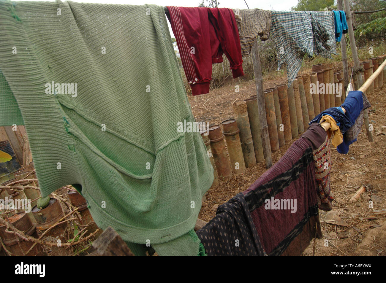 Drying clothes in Laos Stock Photo - Alamy