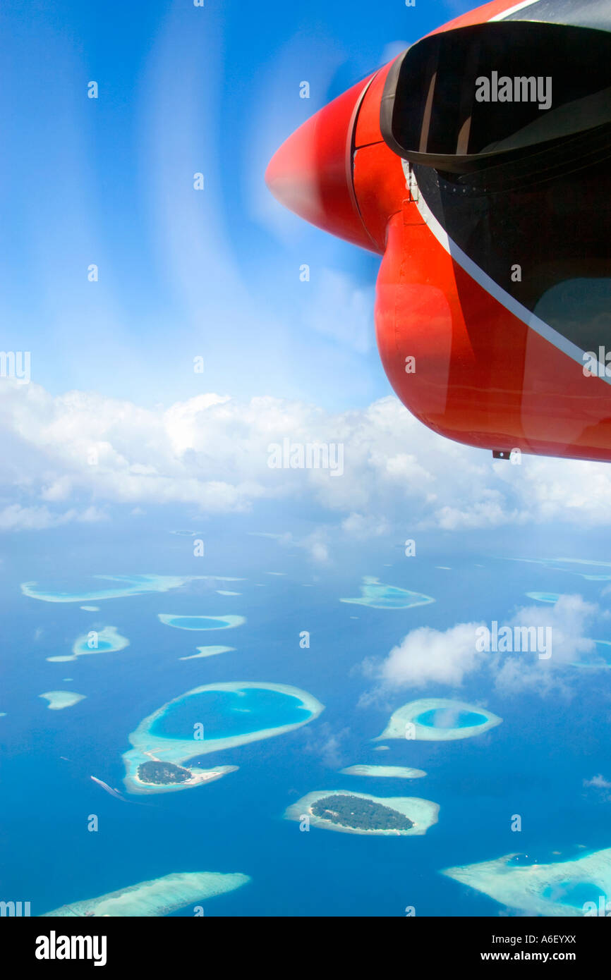 Aerial View of The Maldives atolls and Islands from a Seaplane Stock ...