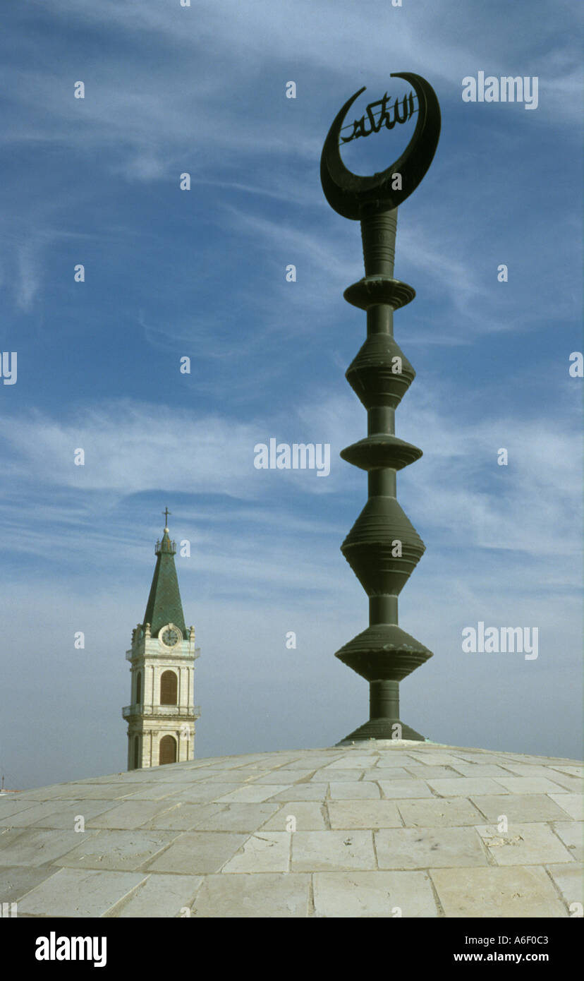 Islamic Crescent Moon on Mosque overlooking Terra Santa Monastery, Old ...