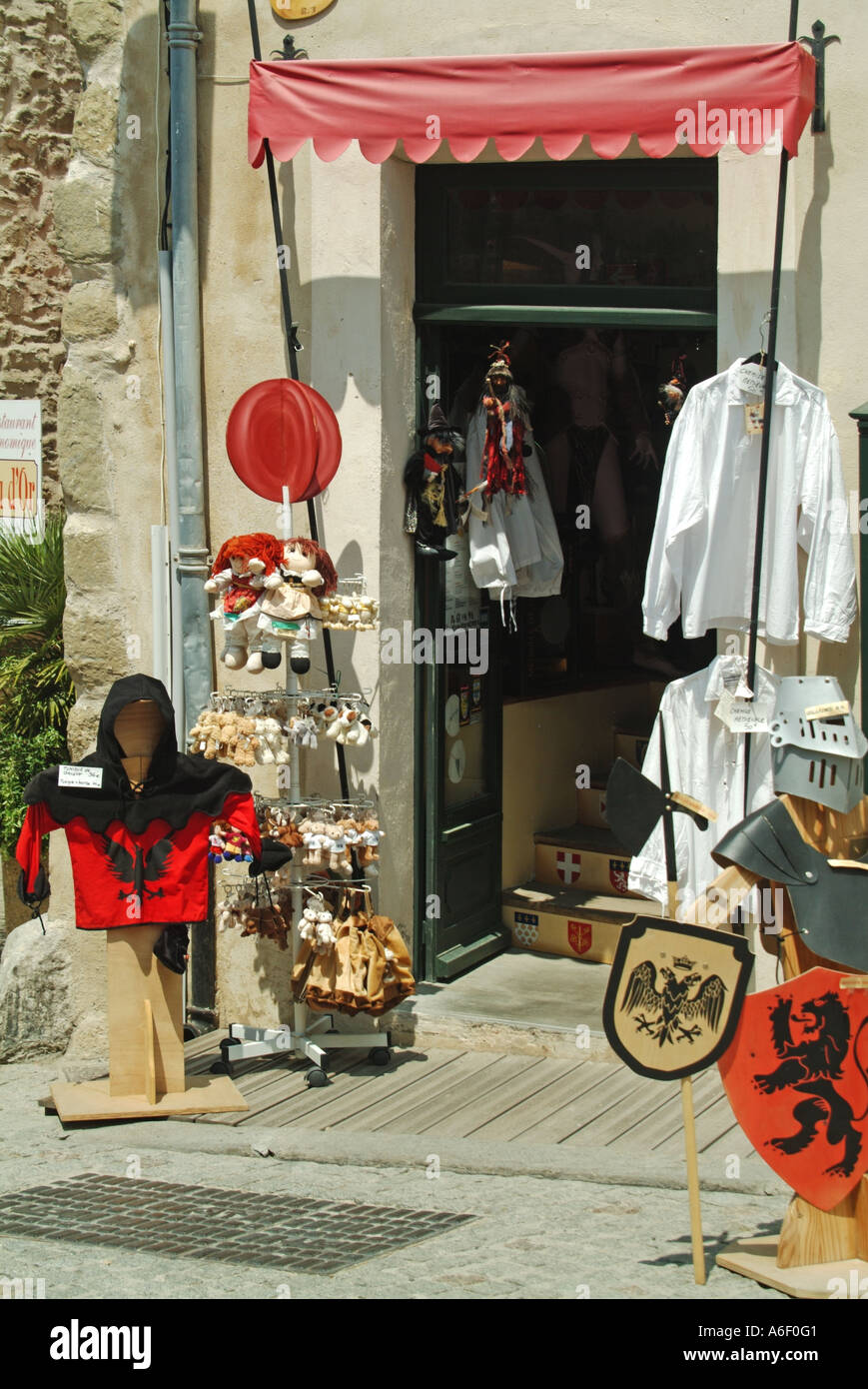 Carcassonne fortified medieval town pavement display outside souvenir ...