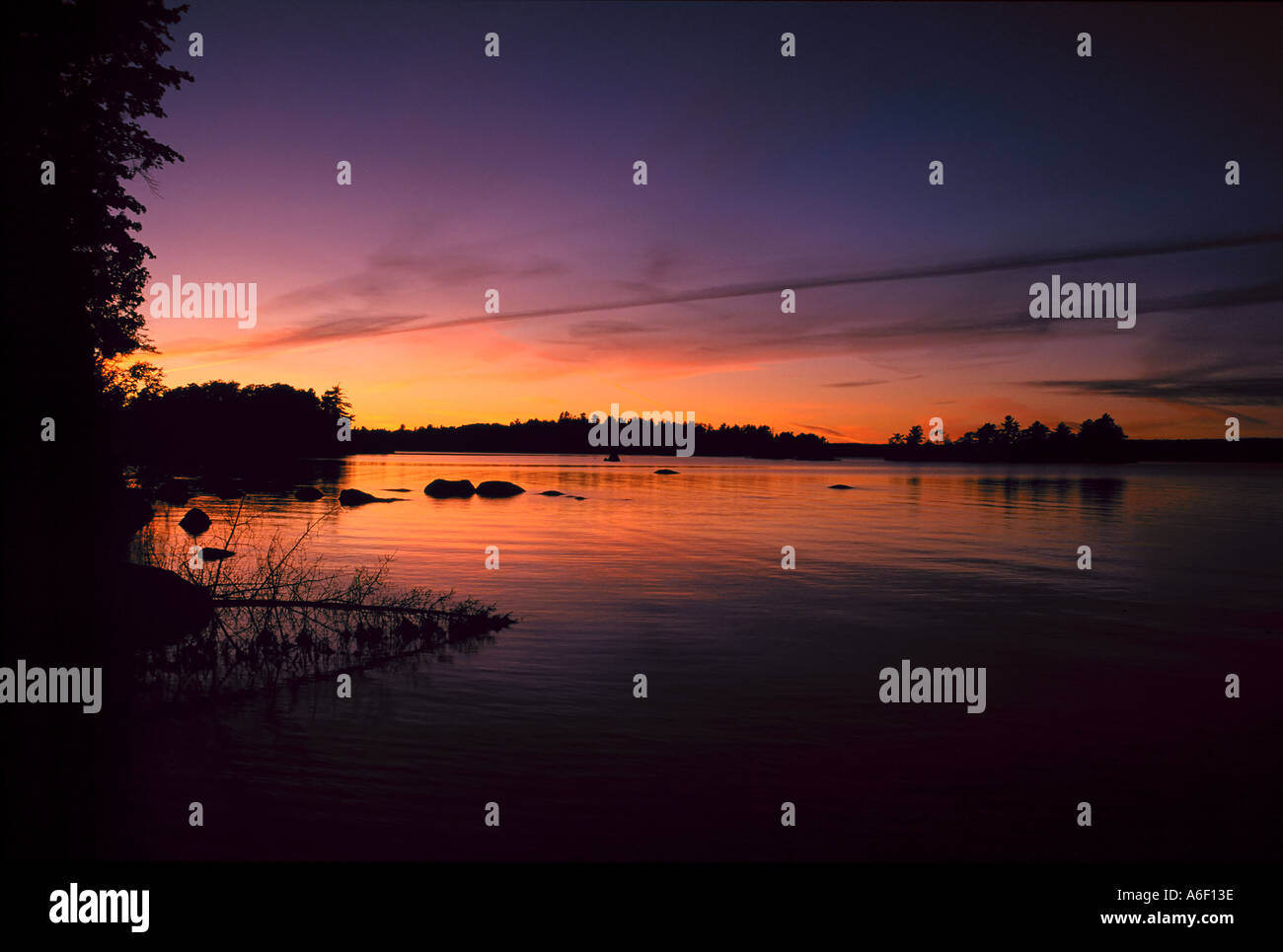 Stony Lake Sunset in the Kawartha Lakes of Ontario Canada Stock Photo ...