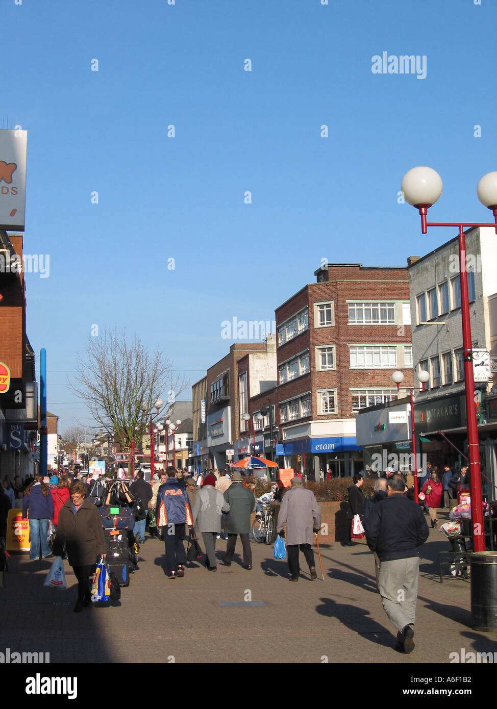 Busy typical Town Centre Street Scene Lowestoft Suffolk England Great ...