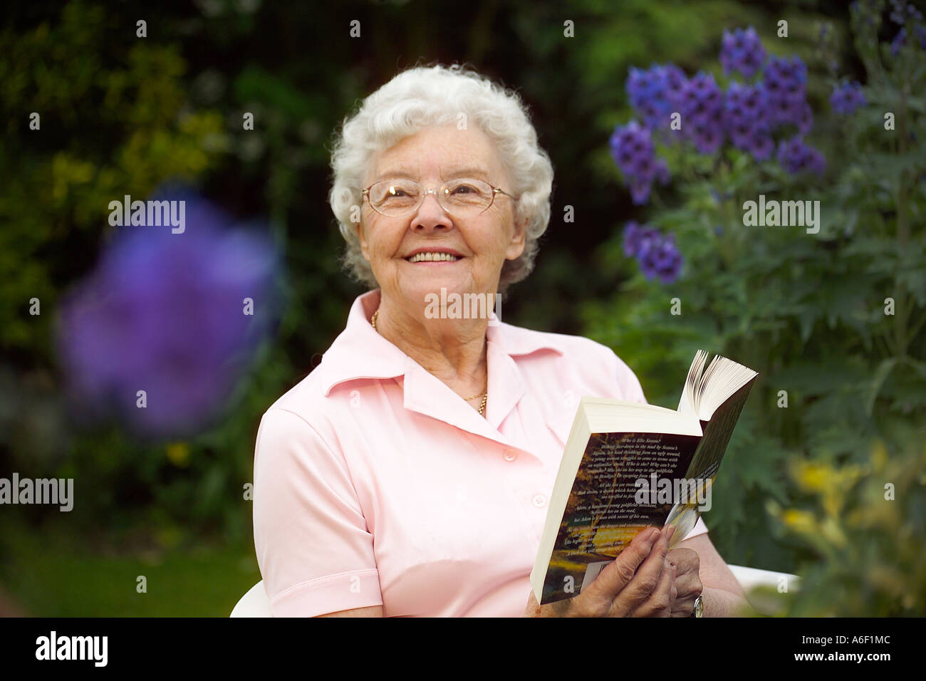 Old Lady in her garden Stock Photo - Alamy