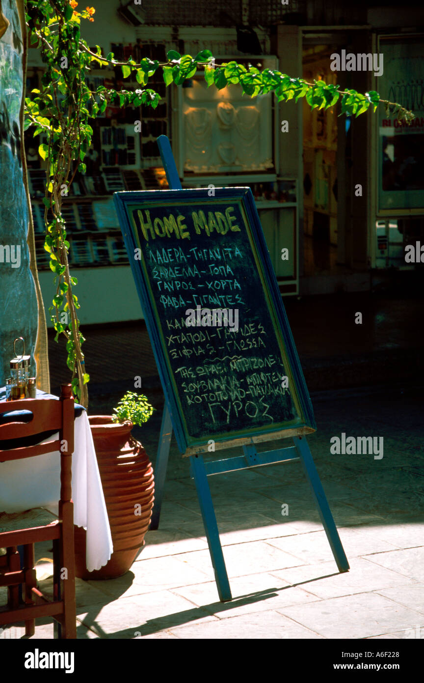 Menu in Greek outside restaurant Rodos Rhodes Greece Stock Photo - Alamy