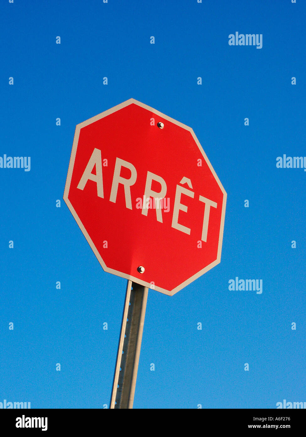 Stop sign in Quebec Canada Stock Photo - Alamy