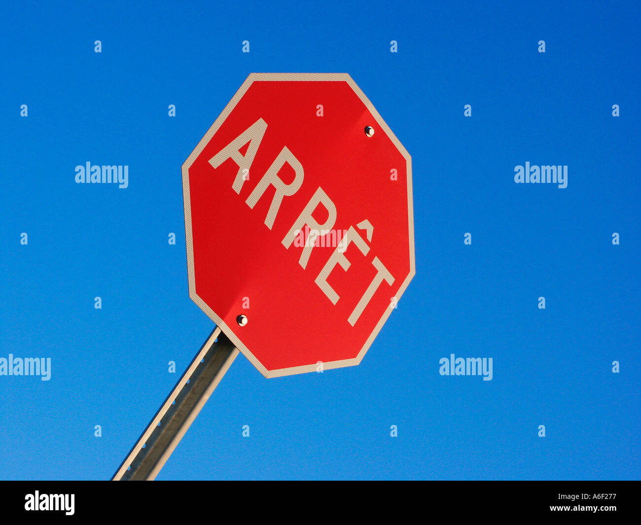 Stop sign in Quebec Canada Stock Photo - Alamy