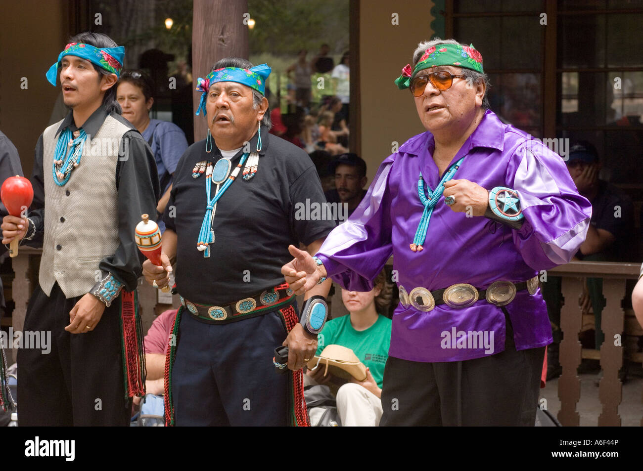 Zuni Pueblo Dancers preforming traditional dances at Bandelier National Monument New Mexico ...