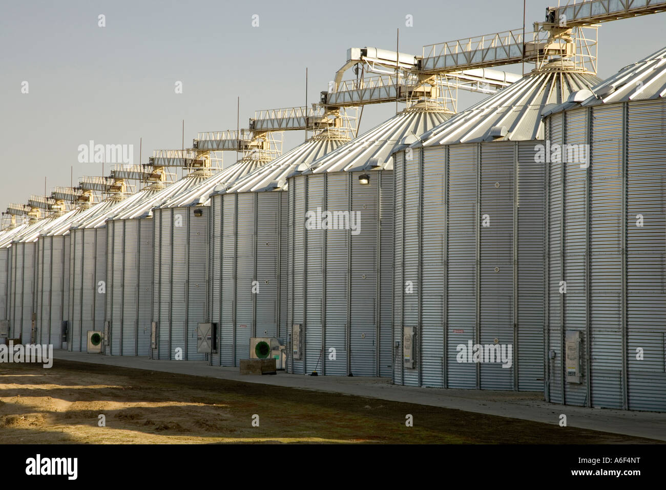 Agricultural storage bins, California Stock Photo - Alamy