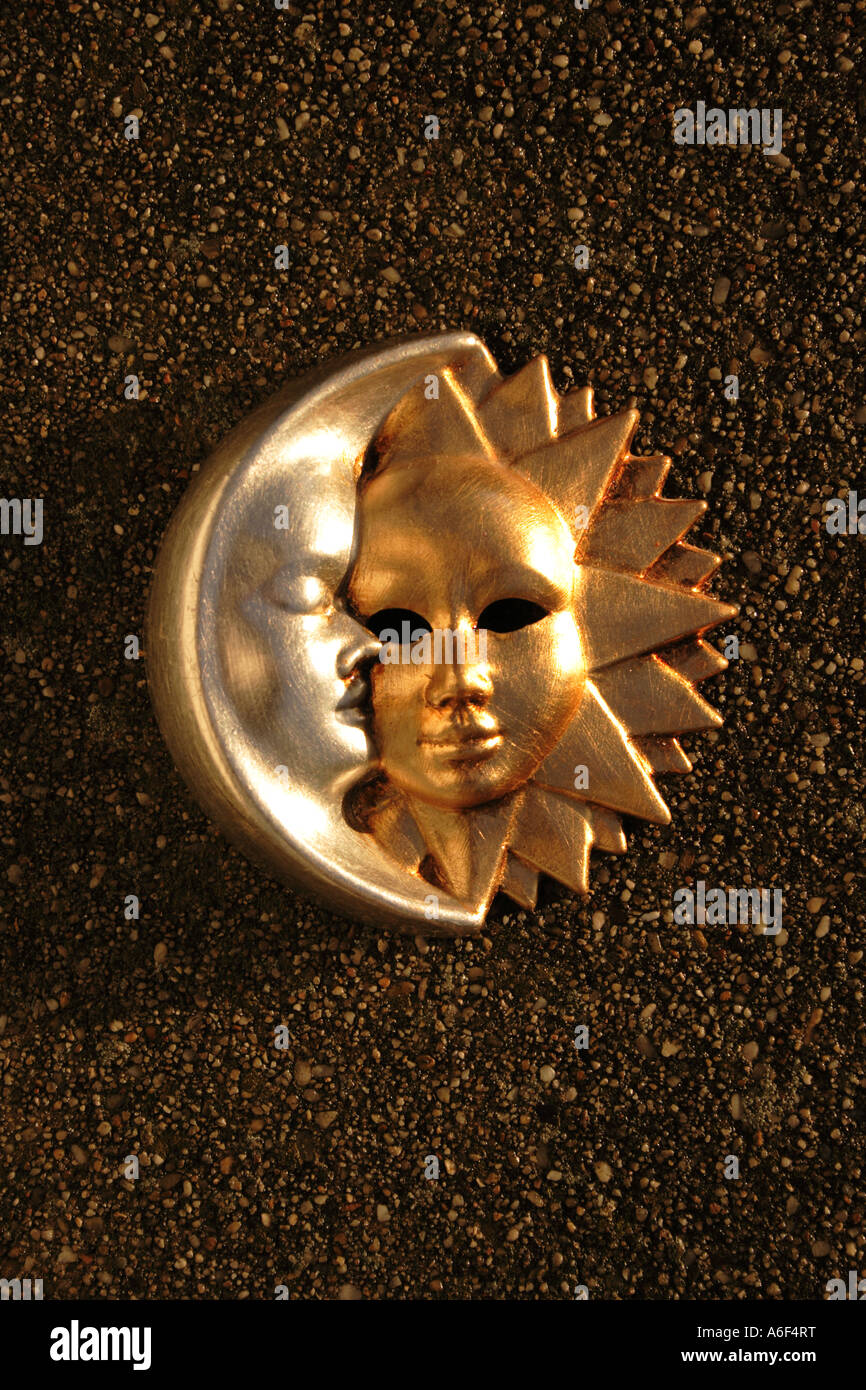 Sun and Moon mask Venice, UNESCO World Heritage Site, Italy Europe ...