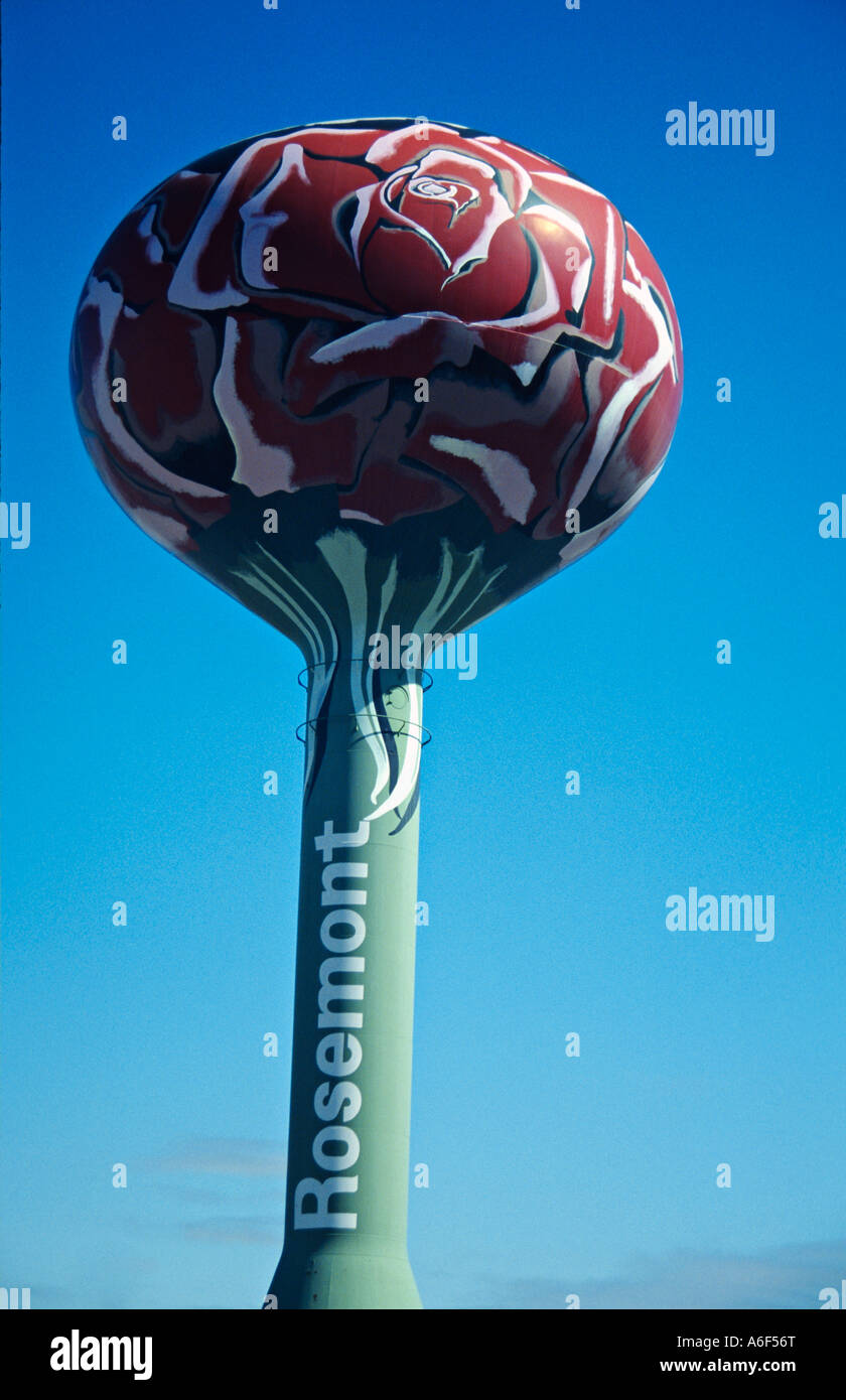 ILLINOIS Rosemont Water tower painted with a rose design Rosemont name ...