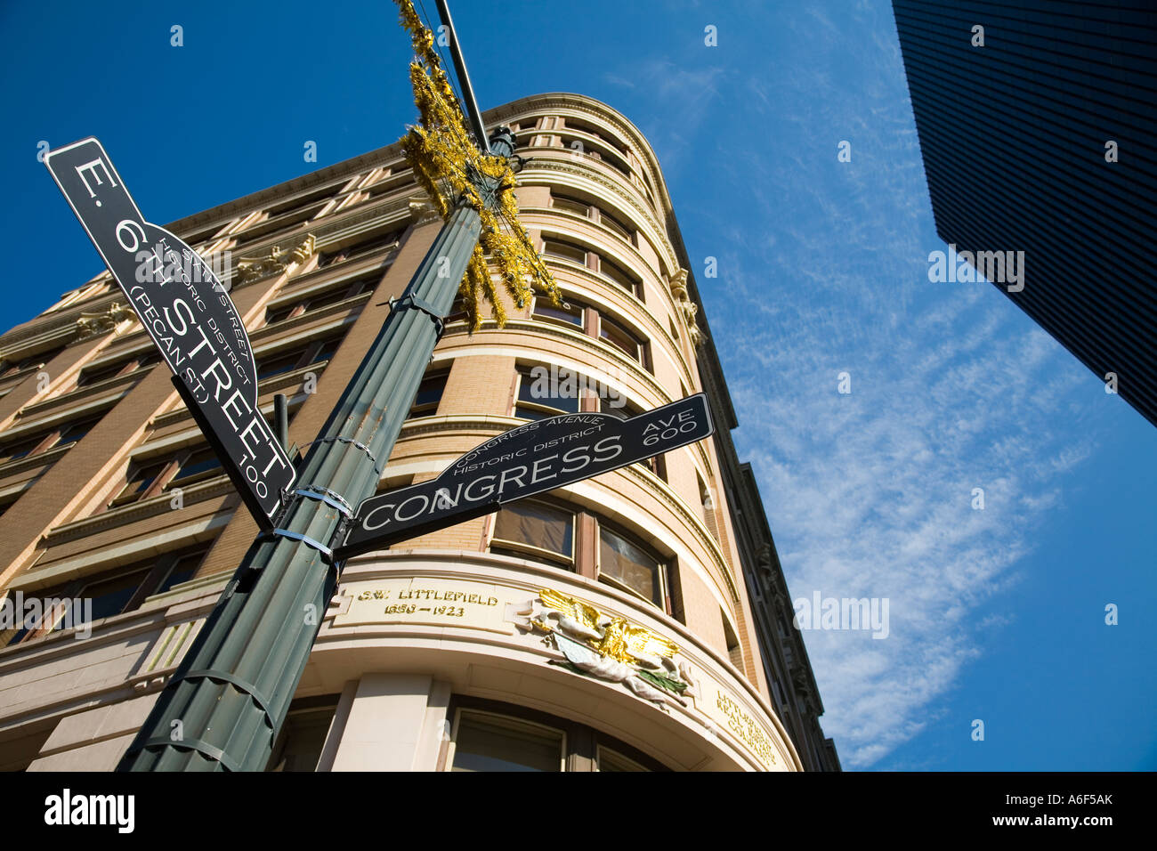 TEXAS Austin Congress Street and 6th Street signs on post at ...