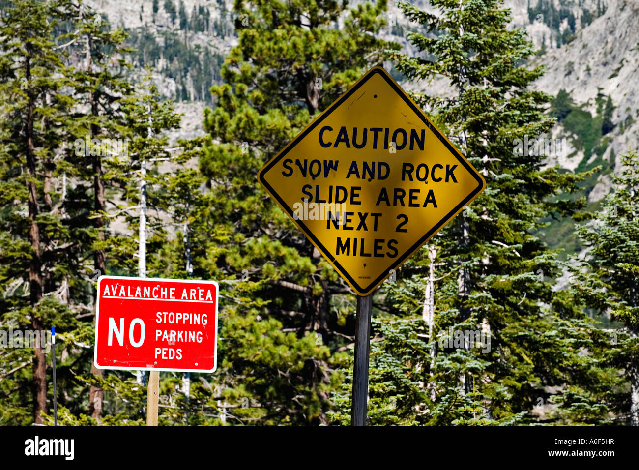 Rock Slide Area Warning Sign Stock Photos & Rock Slide Area Warning ...