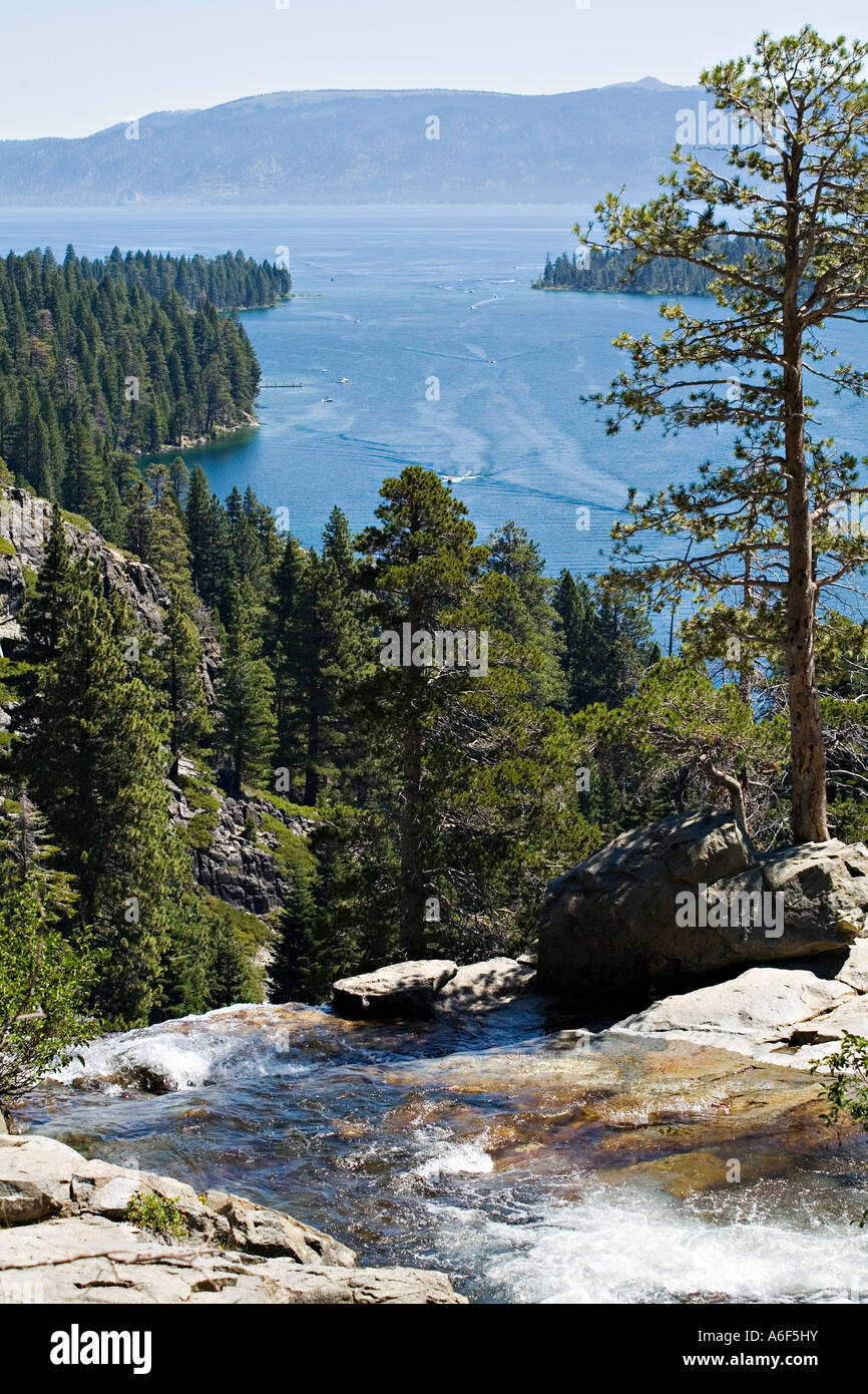 CALIFORNIA Lake Tahoe Vista overlook of lake from top of Lower Eagle ...