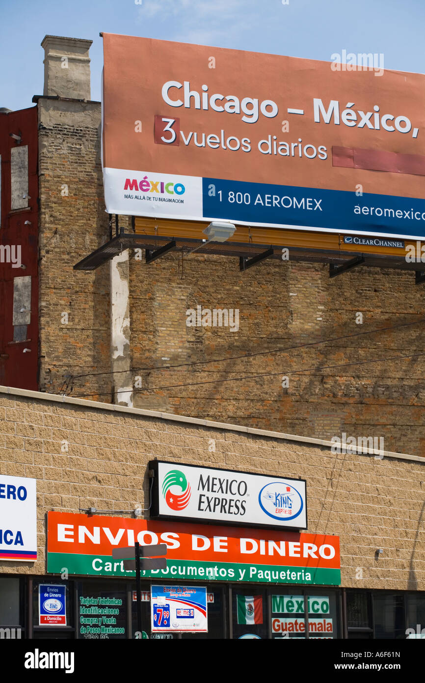 ILLINOIS Chicago Billboard advertisement and business signs in Spanish ...